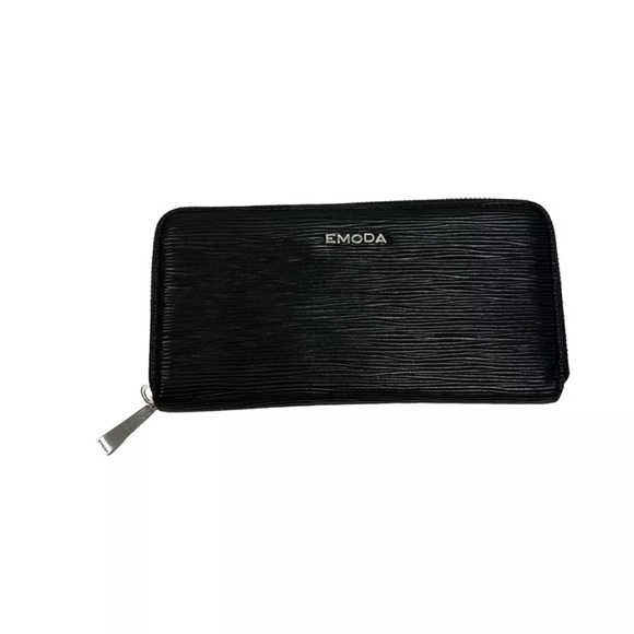 Emoda | Bags | Emoda Long Wallet Black Silver Zip Around | Poshmark